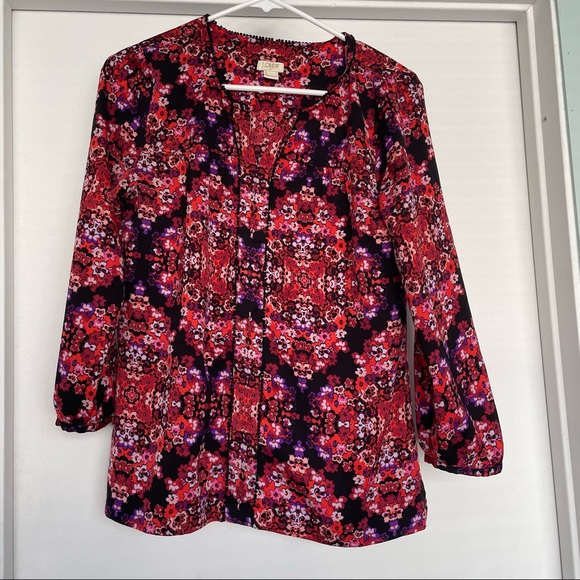 J. Crew | Tops | Jcrew Berry Bouquet Peasant Blouse Xs | Poshmark
